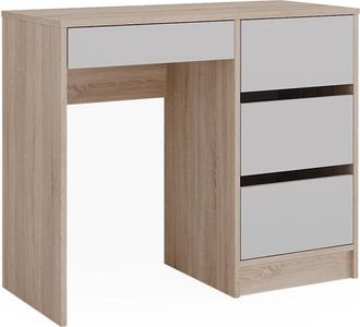 Vicco Schreibtisch Sherry, Arbeitstisch f&uuml;r das B&uuml;ro, Wei&szlig;/Sonoma, 90 x 40 cm mit Schubladen