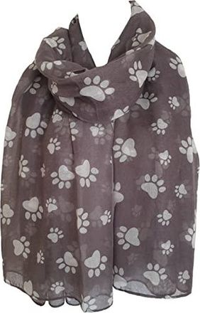 GlamLondon Foulard pour femme avec imprim&eacute; pattes de chat et chien, gris, L