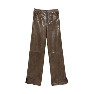 Golden Goose Femme, Pantalons, Brun, Taille: 42 FR Pantalon en cuir Melany