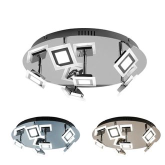 Wofi Leuchten LED Deckenlampe Deckenleuchte Fernbedienung dimmbar Nachtlicht bewegliche Spots, Glas Kunststoff Metall Chrom, DxH 45x10 cm, Wofi 9197.12.01.6450