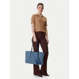 Calvin Klein Handtasche Calvin Klein Emblem Aop Denim Tote W/ Pouch LV04F3428G Blau