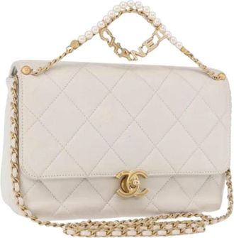 Chanel Sac bandouli&egrave;re vintage doccasion - Femme - Pre-owned - Blanc - Taille: ONE Size