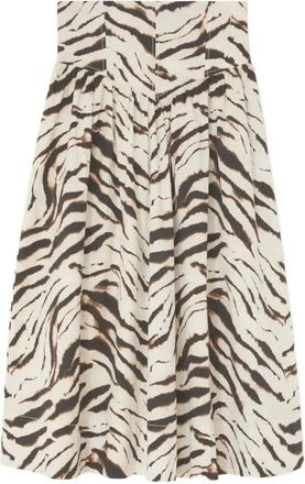 Ganni Femme, Jupes, Multicolore, Taille: 40 FR Printed Stretch Cotton Long Skirt Egret 135