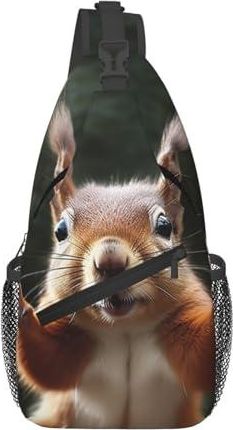 Generic Mode Sacoche Homme Bandouliere Écureuil, animal drôle Sac Bandoulière Polyester,Léger Cross Body pour Cyclisme Homme Femme