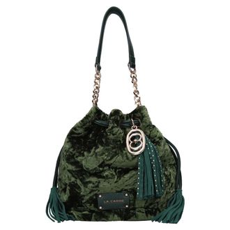 La Carrie Sac en velours et similicuir - Femme - Sacs - Vert - Taille: ONE Size
