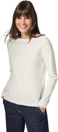 Cecil Damen B322493 Shirt Mit Rippstruktur, Vanilla White, XXL EU