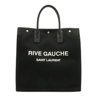 Saint Laurent Pre-owned Sac fourre-tout Rive Gauche en toile et cuir - Femme - Pre-owned - Noir - Taille: ONE Size