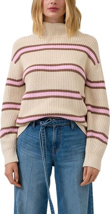 s.Oliver Gestreifter Grobstrickpullover mit Stehkragen
