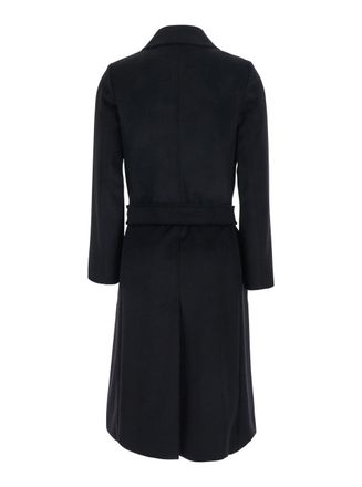 Max Mara Womens Wool Coat With Belt - Black