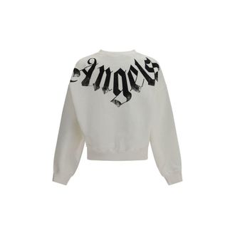 Palm Angels Mens White Cotton Sweatshirt Clothing
