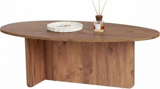 Dmora Wohnzimmertisch Parona, oval, Holzdekorplatte, braune Platte, 120x65x40h cm, Braun Eichenknoten
