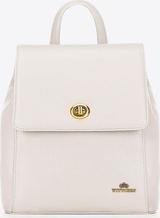 Wittchen Damen-Lederrucksack mit rechteckiger Klappe, Creme, Naturleder