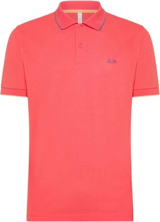 Sun 68 Homme, Tops, Rouge, Taille: 2XL Polo à petites rayures sur le col