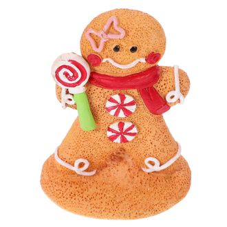 Angoily Kleine Weihnachts Lebkuchenmann Figur aus Kunstharz Kleiner Tischdekoration Farbenfrohes Cartoon Ornament f&uuml;r Weihnachtsfeier und Zuhause