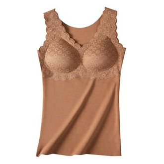 Generic Maillot de corps pour femme avec insert soutien-gorge - D&eacute;bardeur basique pour femme chaud classique col en V d&eacute;bardeur doux et confortable haut doux 