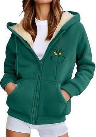 Generic Le Grinch Sweat A Capuche Femme Christmas Pilou Polaire Moche Pull Sweatshirts Sweet Chaud De Plaid Deguisement Vêtements The Noël Pyjama Vetement Adu