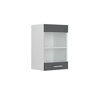 Vicco Meuble de Cuisine Haut vitré R-Line, Anthracite Haute Brillance/Blanc, 40 cm