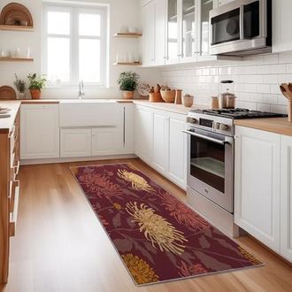 Generic Tapis de Couloir Long 80 x 150 cm, Poil Ras Antid&eacute;rapant Tapis pour Porte Buanderie, Plantes Naturelles Fleurs Sauvages Marguerites Long Entr&eacute;e Doux p