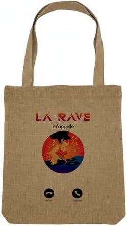 Fabulous Sac Shopping Tote Bag Aspect Lin - La Rave MAppelle Soir&eacute;e F&ecirc;te - Sac de Courses Toile Epaisse 360g Beige Naturel Cabas Port&eacute; Epaule Solide Imprim&eacute; en