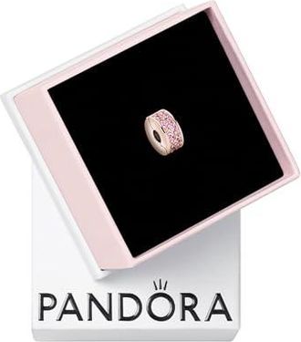 Pandora Pandora Colours Charm clip pavé en métal plaqué or rose 14 carats avec zircones cubiques roses et attache en silicone