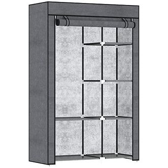 HOMCOM Armoire penderie Multi-Rangement - dim. 103L x 43l x 162,5H cm - Acier Noir Non tiss&eacute; Gris fonc&eacute;