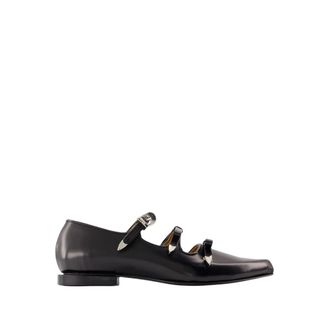 Toga Archives Schwarze Lederballerinas Schn&uuml;rung Riemen - - Shoes - Damen - Schwarzk - 40 EU