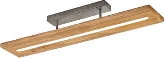 Trio Leuchten LED Deckenleuchte Brad 623710130, Metall Nickel antik, Holz, inkl. 27 Watt LED, Switch Dimmer, Braun