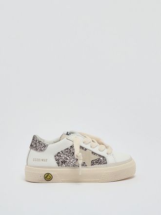 Golden Goose May Sneakers f&uuml;r Jungen aus Leder und technischem Glitzerstoff