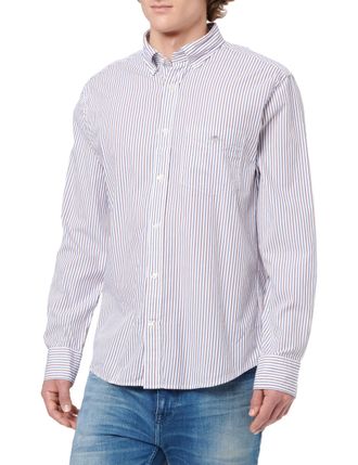 GANT Herren REG Classic POPLIN Stripe Hemd, Rot, L