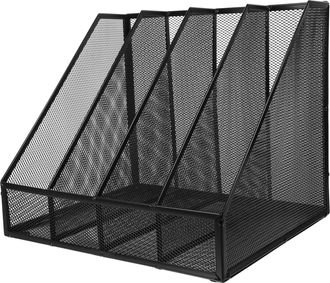 Valiclud Metall Mesh Dokumenten-Organizer Schwarzer Schreibtisch Organizer Langlebiger Iron File Rack Büro Heimgebrauch Stauraum Für Akten Und Zeitschriften