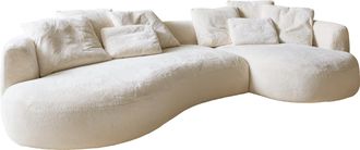 DELIFE Big-Sofa Edina Pl&uuml;sch Creme-Wei&szlig; 330x170 cm