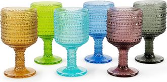 Excelsa Aurora Set mit 6 Stielgläsern, farbiges Glas, Fassungsvermögen 300 ml, handgefertigt