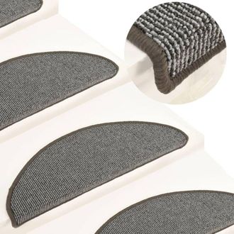 vidaXL Vidaxl - Tapis descalier 15 pi&egrave;ces 65 x 21 x 4 cm Gris Demi-rond Grand