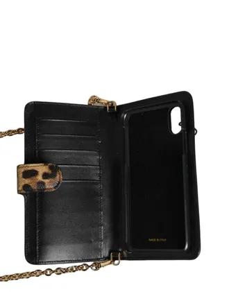 Dolce & Gabbana Womens Leopard-Print Calf Leather Phone Case Brown Card Cases