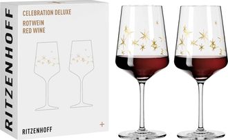 Ritzenhoff 6141011 Rotweinglas 500 ml - Serie Celebration Deluxe Set Nr. 3, 2 Stück mit Echt-Gold - Made in Germany