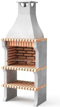 Movelar Movelar - Barbecue pr&eacute;fabriqu&eacute; &agrave; bois et charbon de bois en b&eacute;ton r&eacute;fractaire mod&egrave;le Alcoa xl (Gris, Orange - 86,5 x 58 x 225 cm) ref: 3413/4