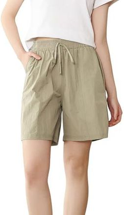 Power Flower Short dété pour Femme - Short décontracté à séchage Rapide avec Poches, léger et Respirant (LY180-Dark Khaki, L-XL)