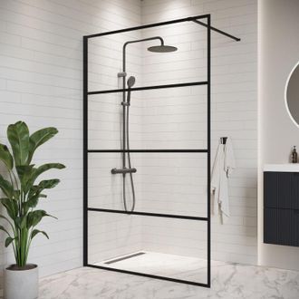 Badplaats Duschwand Essos 100 x 200cm Glas Duschabtrennung Schwarz - Walk