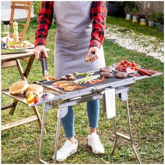 InnovaGoods Barbecue au Charbon de Bois Pliable en Acier Inoxydable ExelQ InnovaGoods