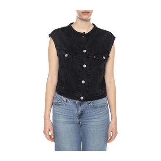 Levi's Femme, Vestes, Noir, Taille: 38 FR Collarless Shrunken 90S Vest