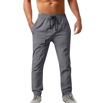 Generic Pantalon de jogging pour homme - Gris - Long - Pantalon d&eacute;t&eacute; fin - Pantalon de sport - Pantalon de sport - Taille &eacute;lastique - Pantalon de yoga confort