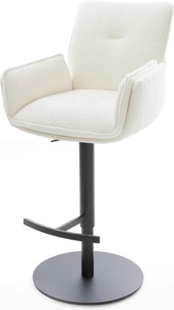 DELIFE Barstuhl Nela-Flex Boucl&eacute; Soft Beige Drehfu&szlig; h&ouml;henverstellbar Metall Schwarz, Barst&uuml;hle