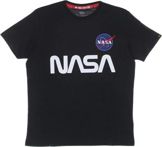 Alpha Industries Nasa Reflektierendes T-Shirt Blau - - Tops - Herren - Blau - M
