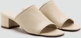 Mango Sandales cuir talon bloc &eacute;cru - Femme - 35 - MANGO