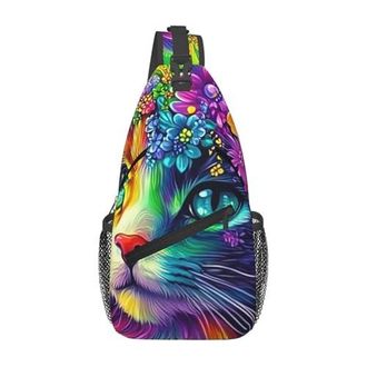 Generic Sac &agrave; bandouli&egrave;re en forme de chat color&eacute; avec diamant - Sac &agrave; dos de voyage pour homme - Sac &agrave; dos de randonn&eacute;e