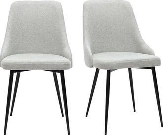 Miliboo Miliboo - Chaises design en tissu effet velours texturé gris clair et métal noir (lot de 2) cult