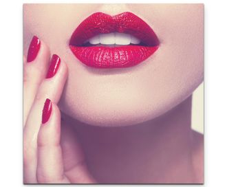 Paul Sinus Art Leinwandbilder | Bilder Leinwand 60x60cm rote Lippen - Makeup