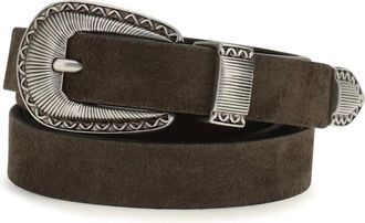 Brunello Cucinelli Ceinture en daim avec boucle &agrave; ardillon - unisex - Accessoires - Brun - Taille: 95 CM