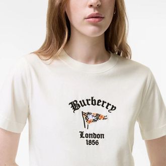 Burberry Logo-Embroidered T-Shirt - Chalk