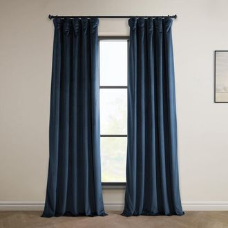 Half Price Drapes Heritage-Samtvorh&auml;nge in Pl&uuml;schqualit&auml;t, Raumverdunkelungsvorh&auml;nge f&uuml;r Schlafzimmer und Wohnzimmer, 127 x 243,8 cm (B x L), 1 Vorhang, Ewiges Blau
